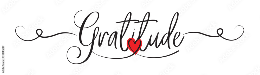 Gratitude, vector. Positive thankful quote. Wording design isolated on ...