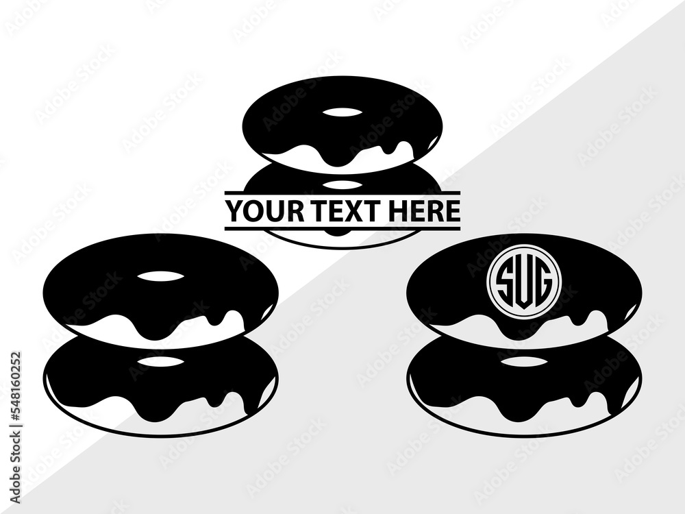 Donut Monogram, Donut Silhouette, Dessert SVG, Food Svg, Sweets Svg ...