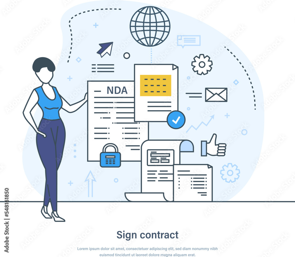 Sign contract, electronic contract or digital signature concept ...