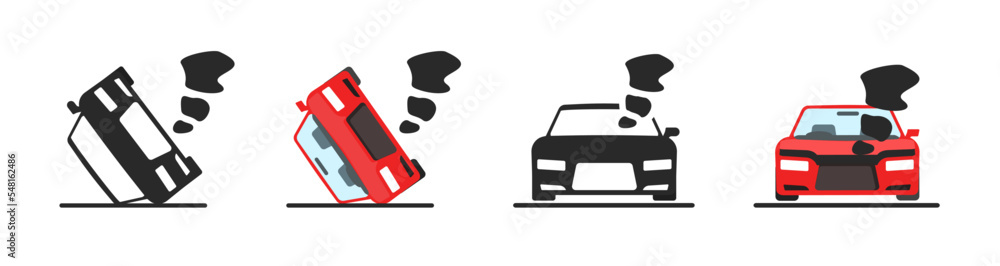 Broken car crash accident icon pictogram vector or auto vehicle ...
