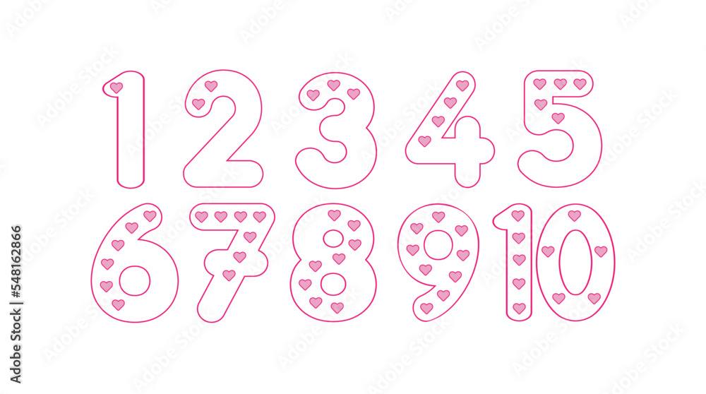 Numbers with counting heart for toddler and preschool kids. Counting ...
