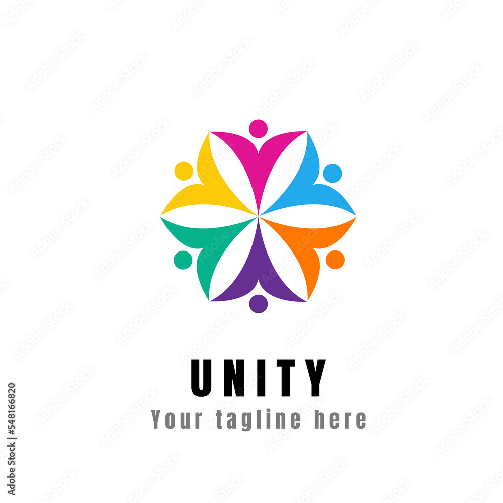 abstract logo unity in diversity and togetherness of social people ...