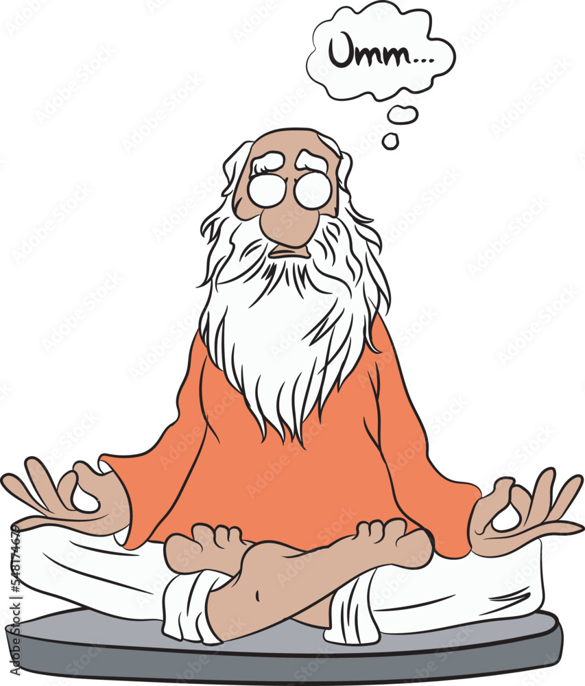 Guru meditation Funny Ummm cartoon Vector illustration Stock Vector ...