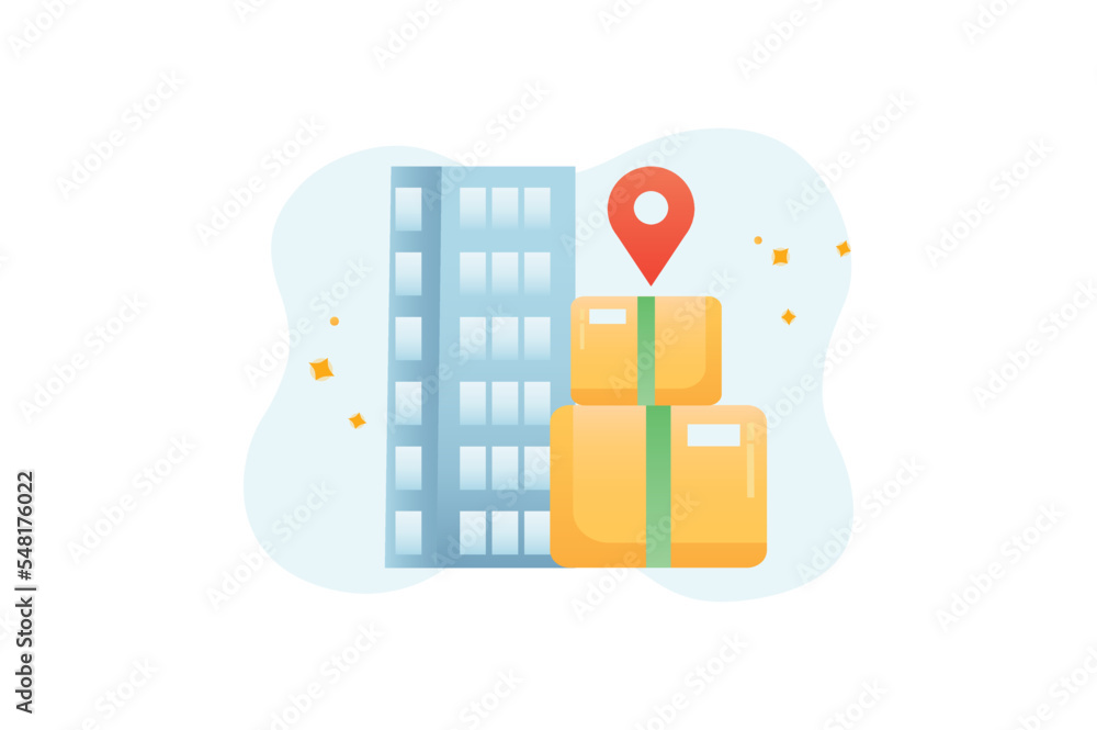 Delivery gradient icons concept scene in the flat cartoon design ...