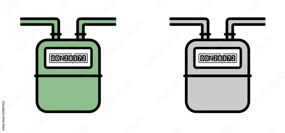 Cartoon yellow gas meter counter. Technology electrical energy icon ...