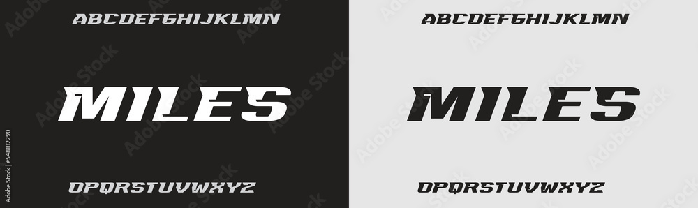 Vetor do Stock: MILES minimal and tech alphabets font designs ...