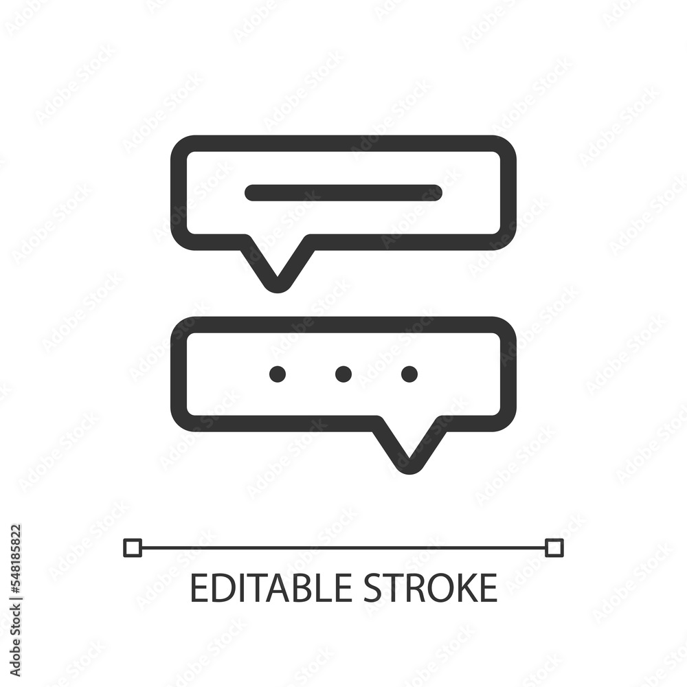 Communication with chat bot pixel perfect linear ui icon. Automated ...