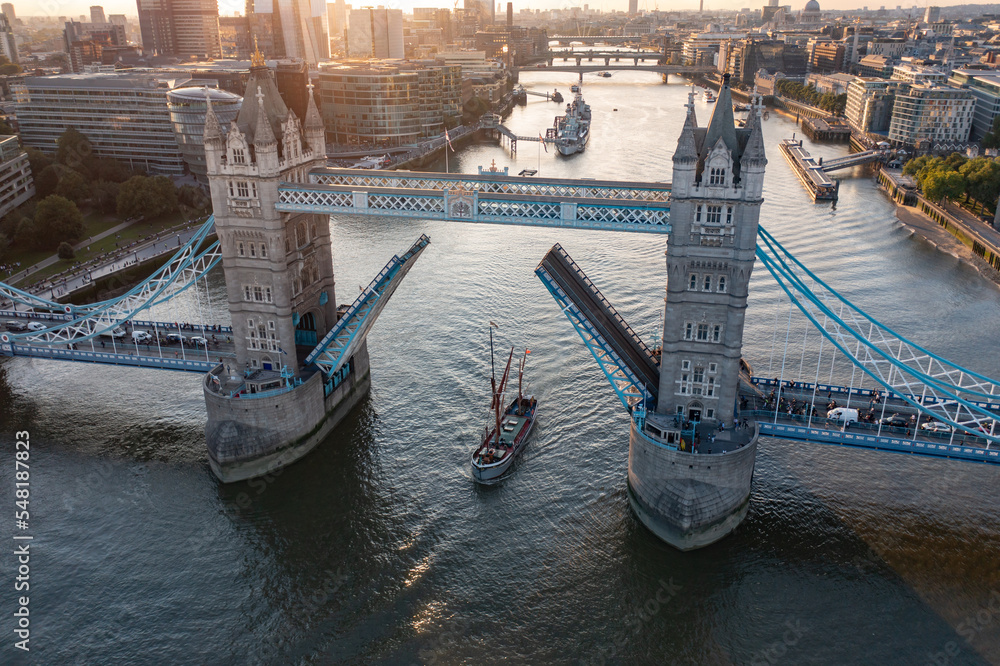 London's Tower Bridge Open to Allow A Ship to Pass Through on the ...