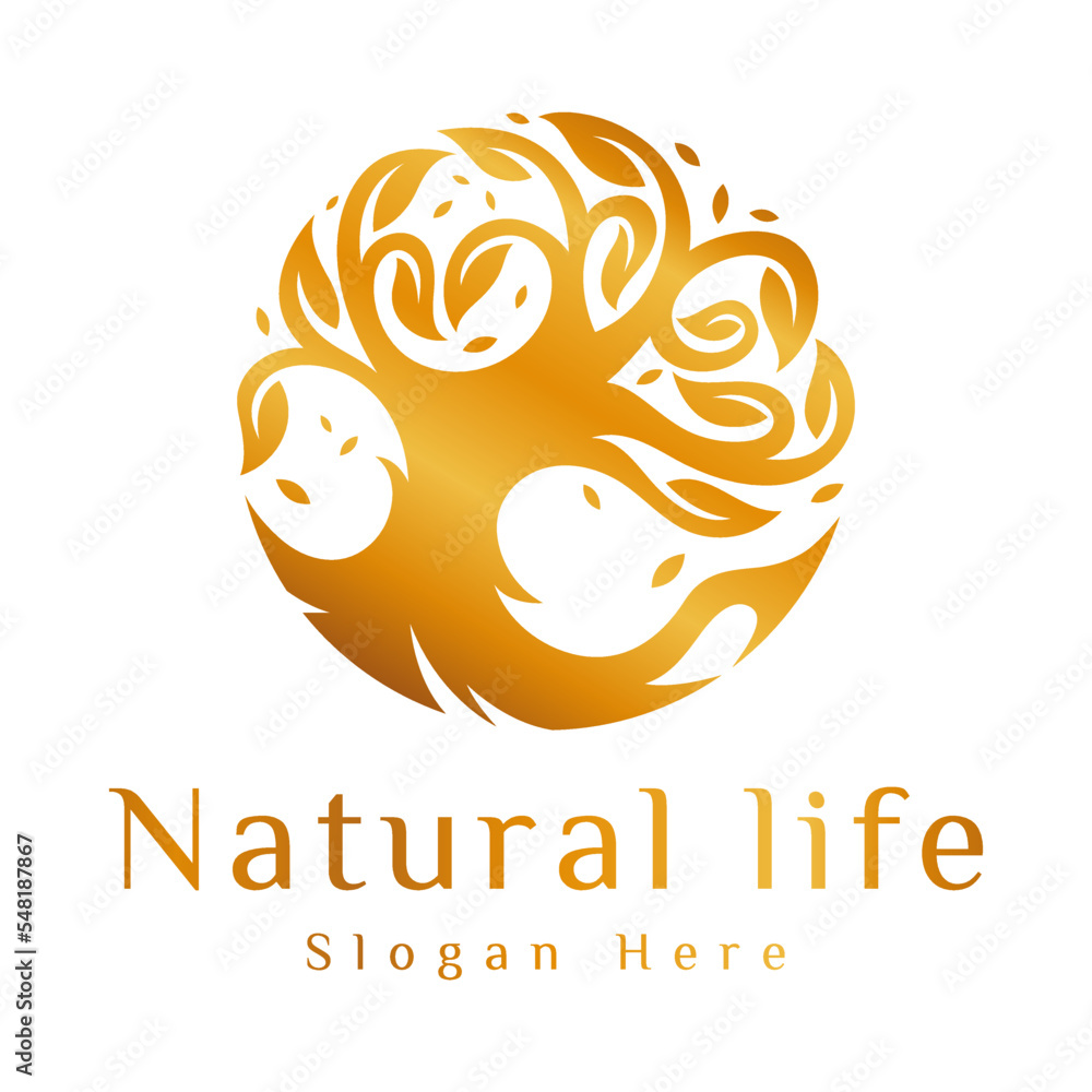 Elegant circle tree logo vector design. Simple tree logo with circle ...