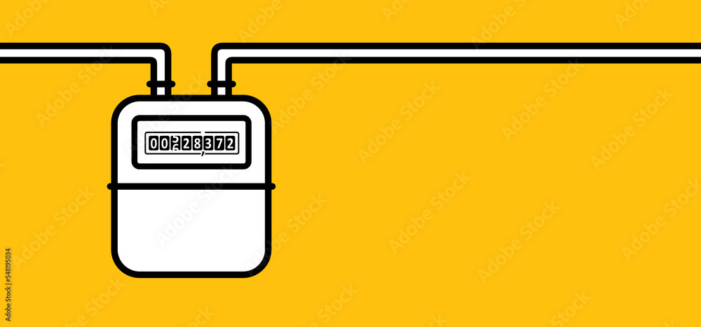 Cartoon yellow gas meter counter. Technology electrical energy icon ...