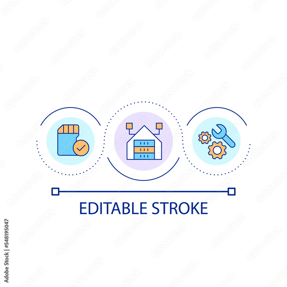Fixed memory card loop concept icon. Repairing database. Information ...