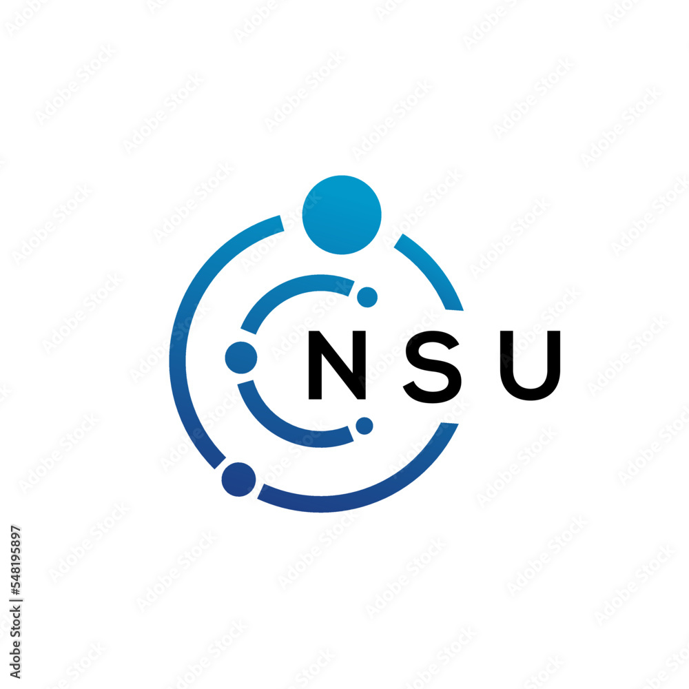 NSU letter technology logo design on white background. NSU creative ...