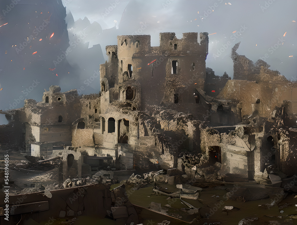 A concept art illustration of Crumbling Farum Azula. A location from ...