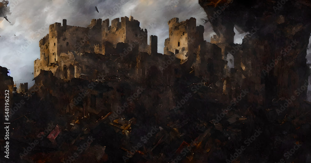 A concept art illustration of Crumbling Farum Azula. A location from ...