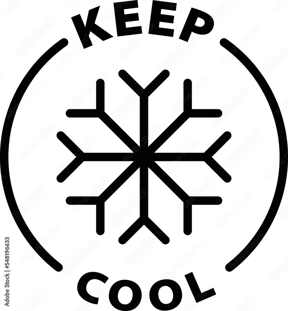 keep cool icon. Isolated vector black outline stamp label rounded badge ...