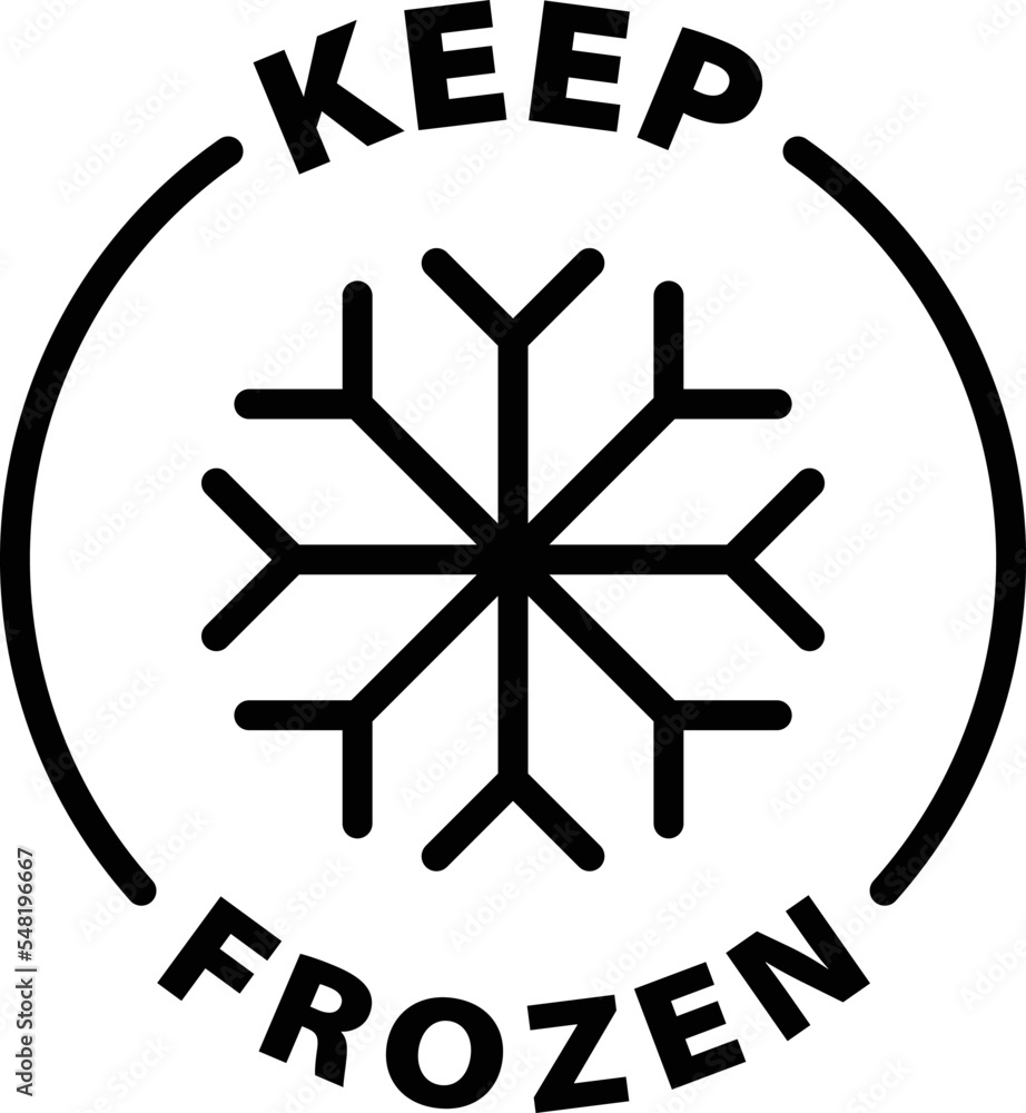 keep frozen icon. Isolated vector black outline stamp label rounded badge product tag on ...