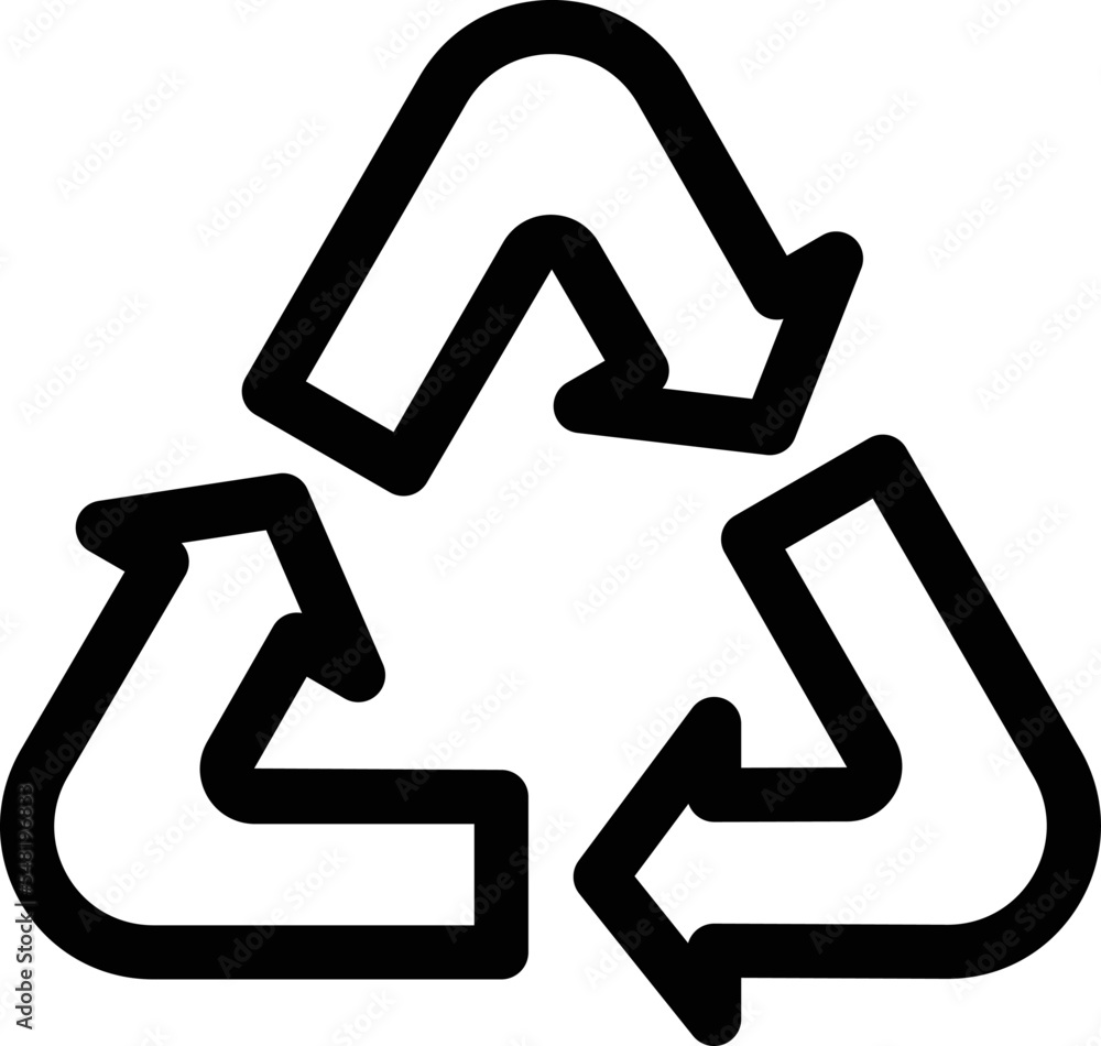 recycle triangle icon. Isolated vector black outline stamp label ...