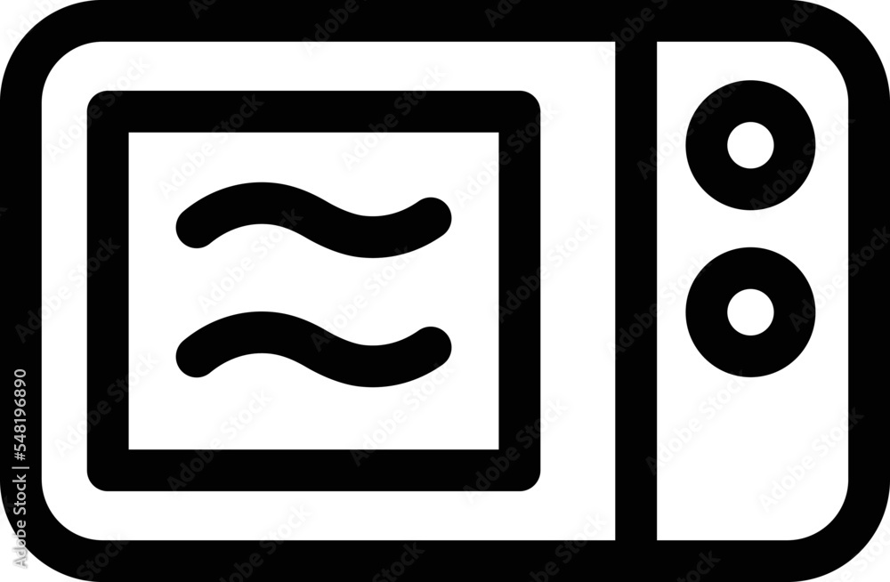 microwave icon. Isolated vector black outline stamp label rounded badge product tag on ...