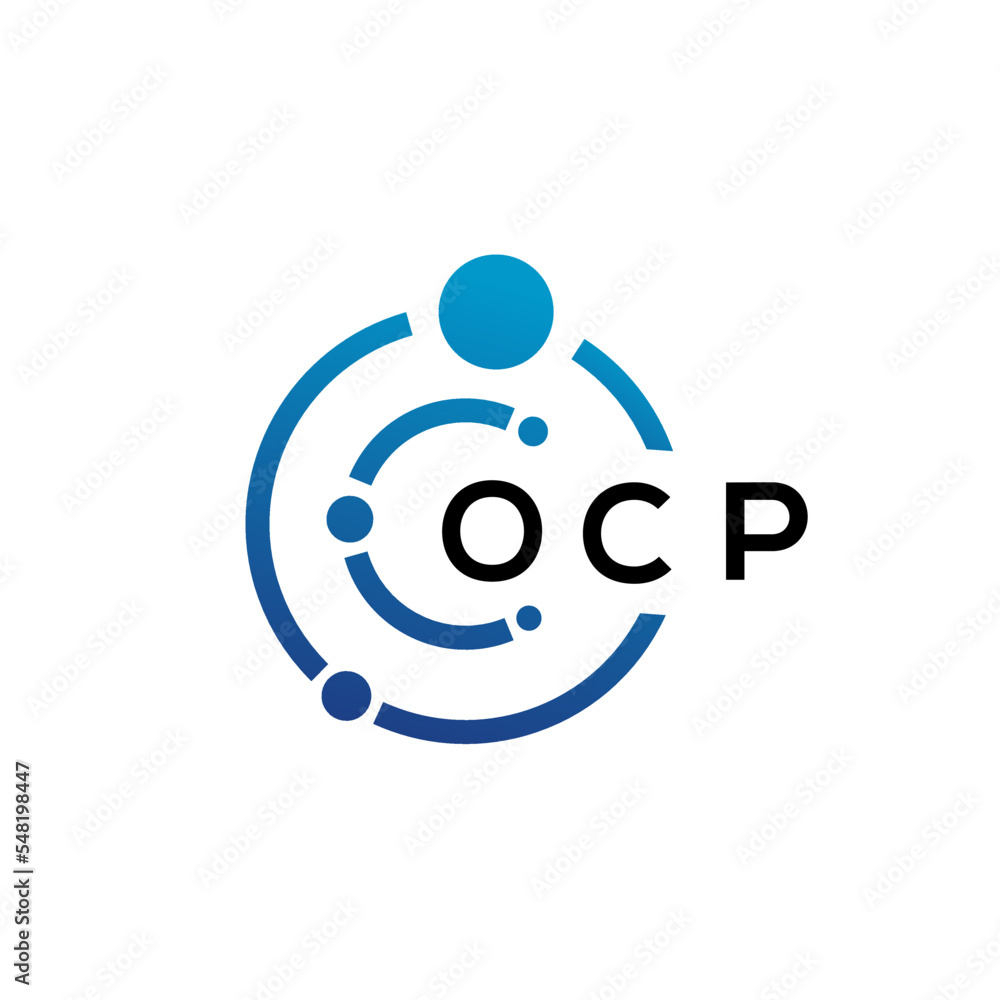 OCP letter technology logo design on white background. OCP creative ...