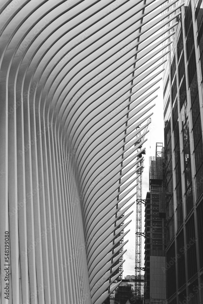 Grayscale shot of a part of the One World Trade Center Building Stock ...