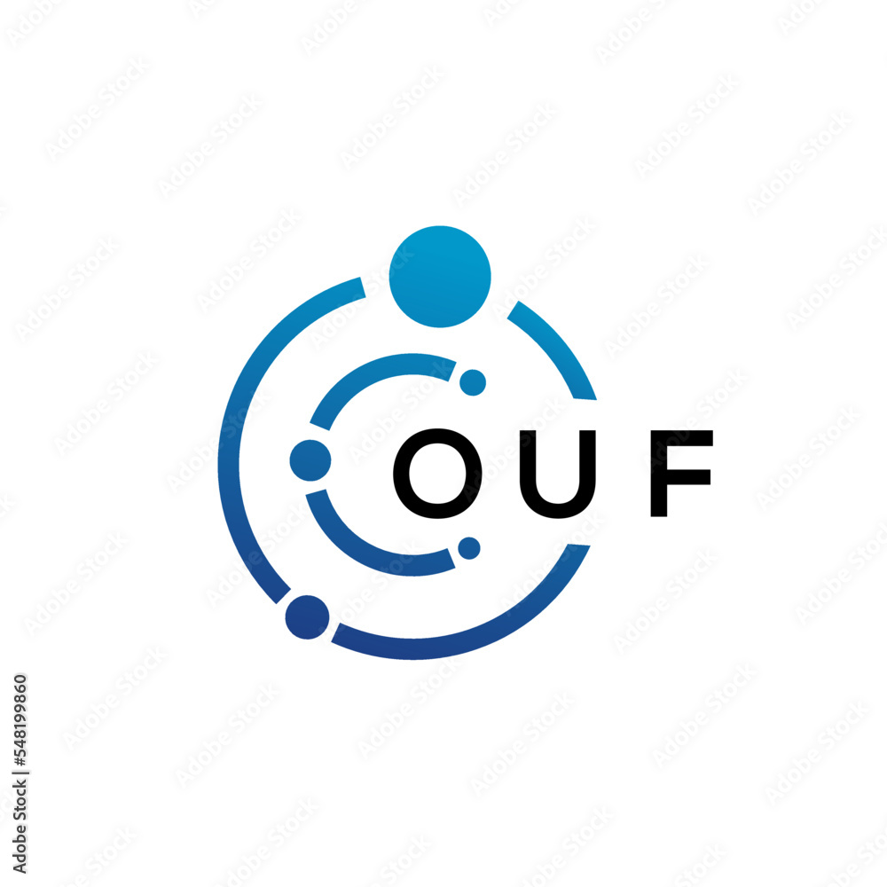 OUF letter technology logo design on white background. OUF creative ...