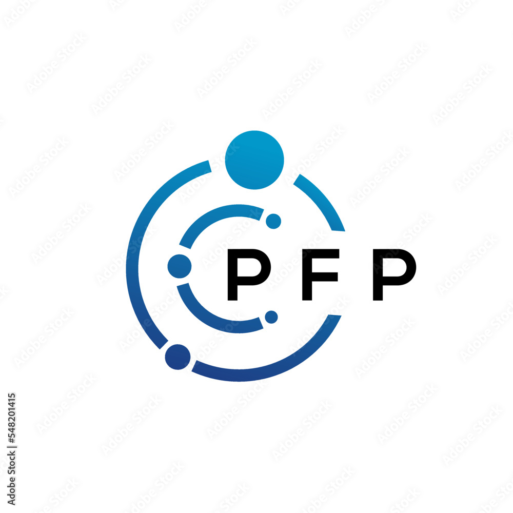 PFP letter technology logo design on white background. PFP creative ...
