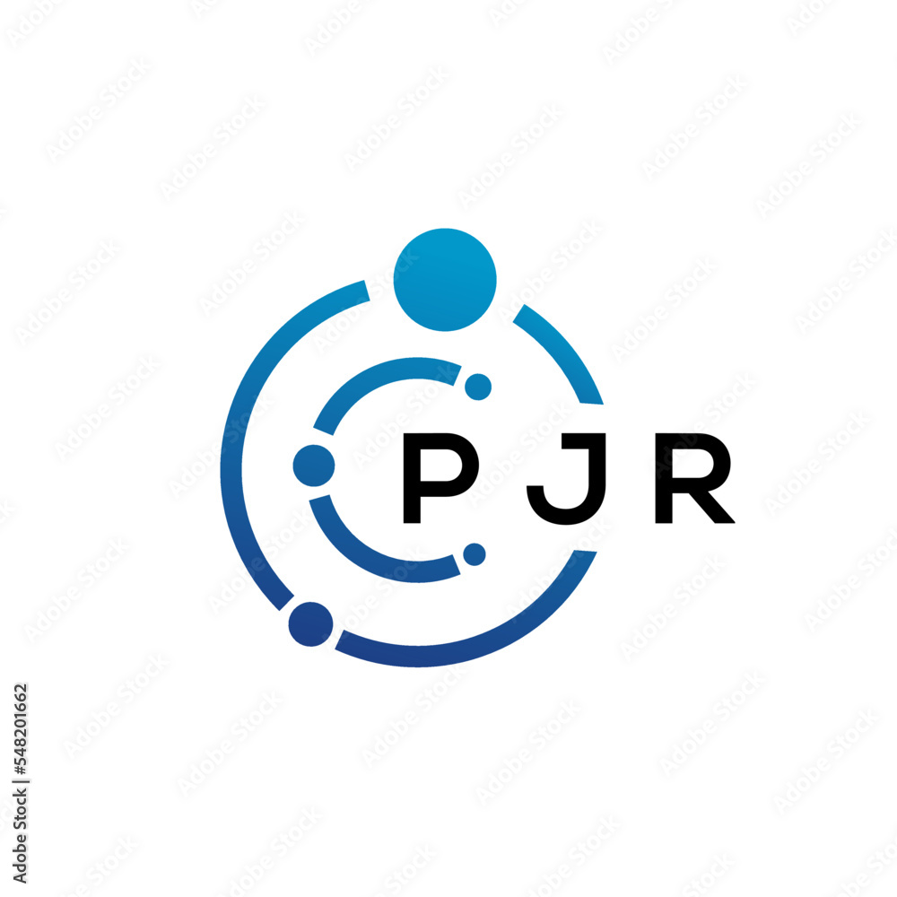 PJR letter technology logo design on white background. PJR creative ...