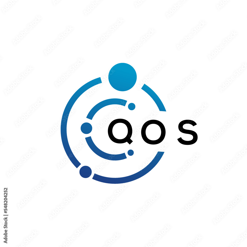 QOS letter technology logo design on white background. QOS creative ...
