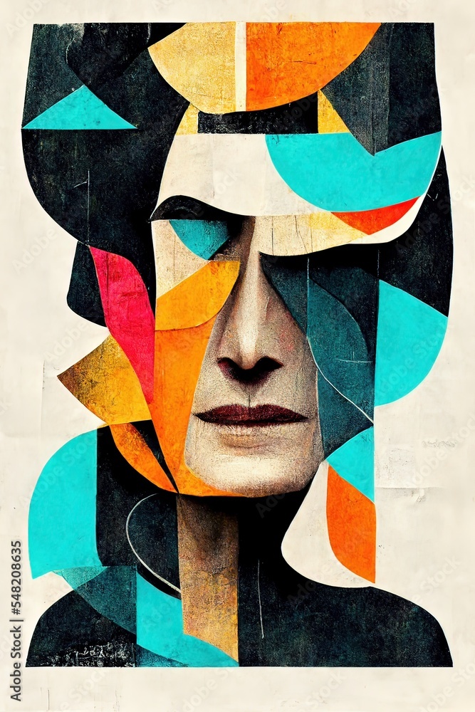 Abstract surreal portrait made out of newspaper. concept art. AI. Stock ...