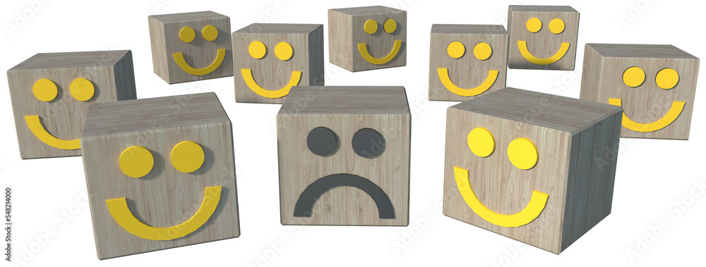 smiling face and sad face , Customer Service Quality Feedback concept ...
