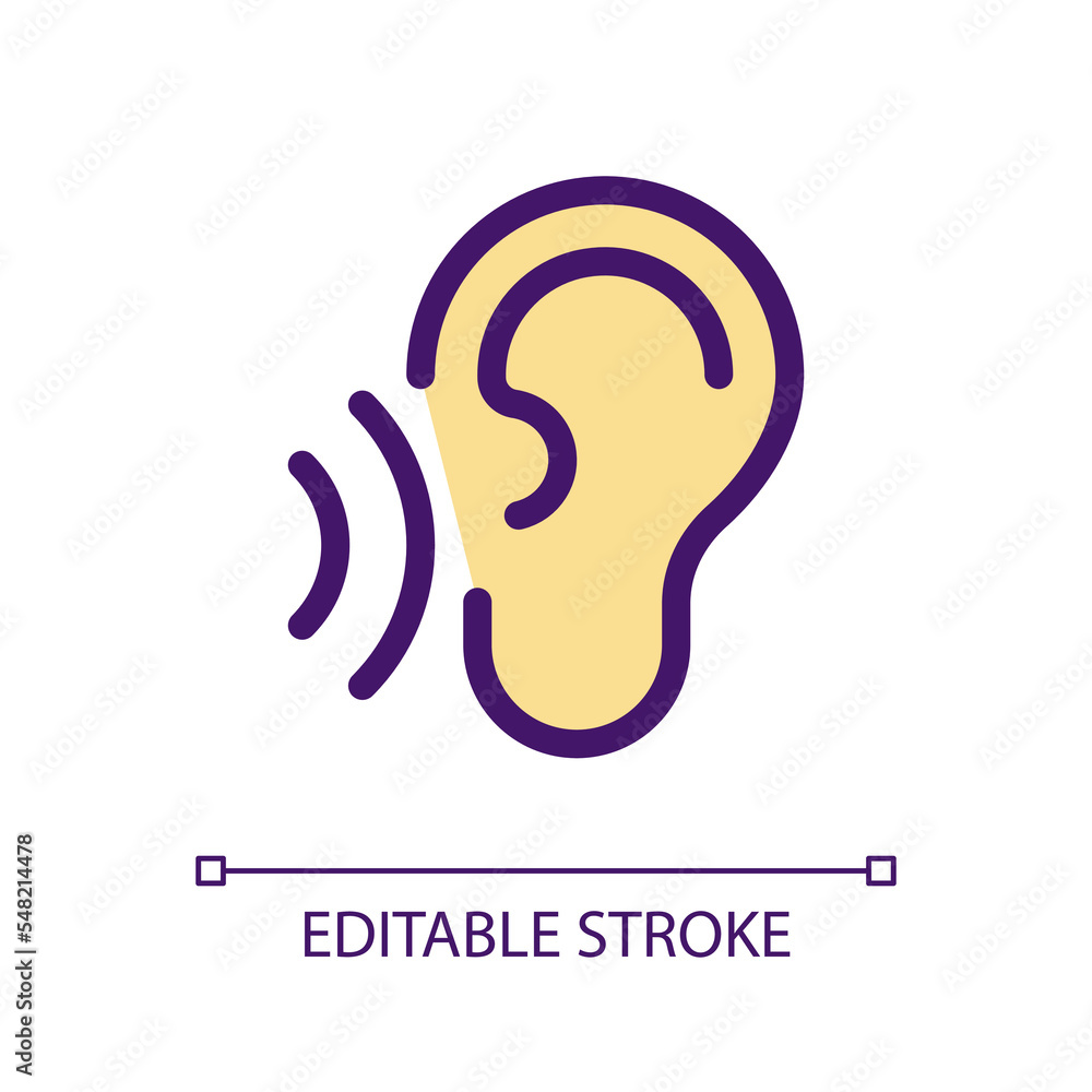 Listen pixel perfect RGB color ui icon. Translator feature. Hear ...