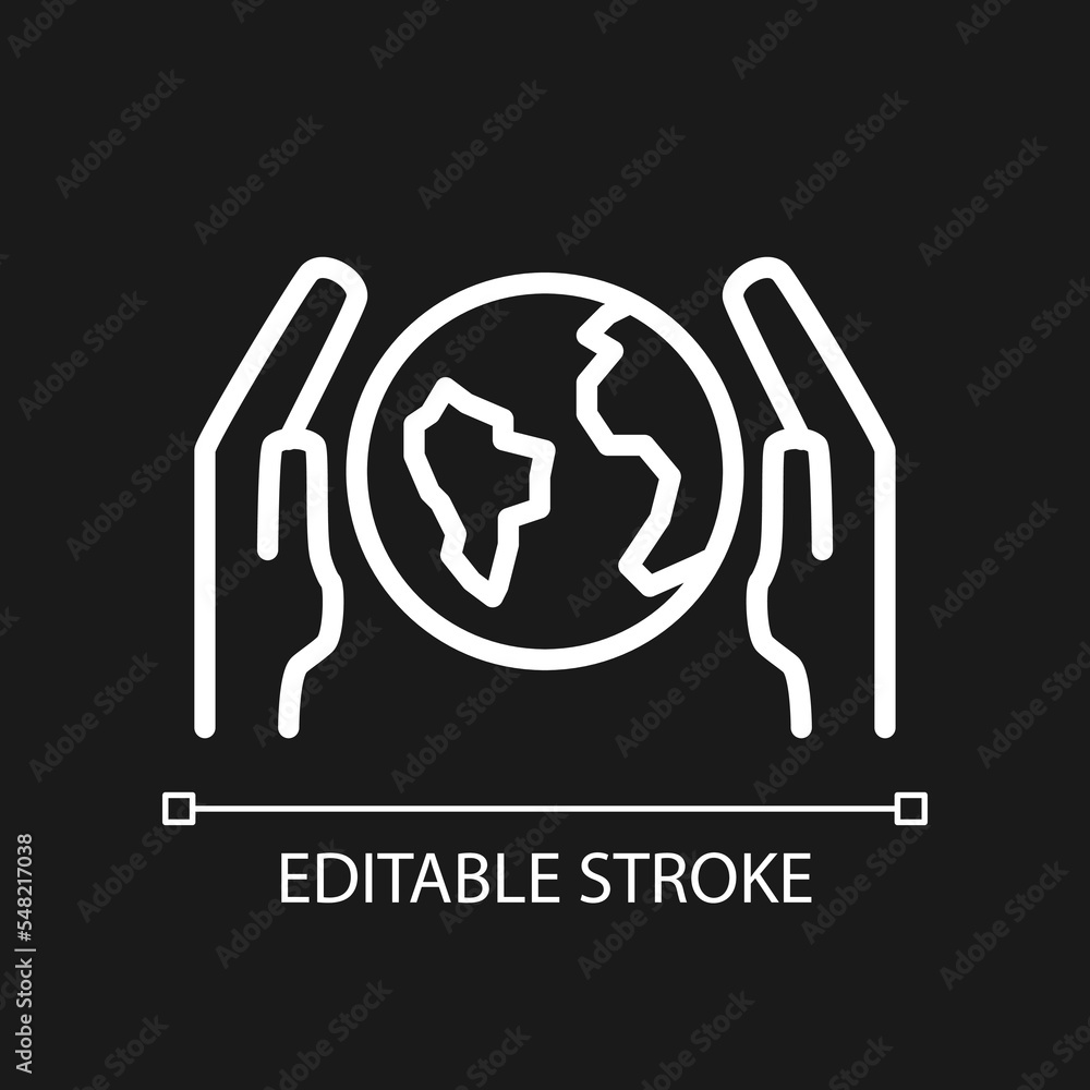 Save Earth pixel perfect white linear icon for dark theme. Planet ...