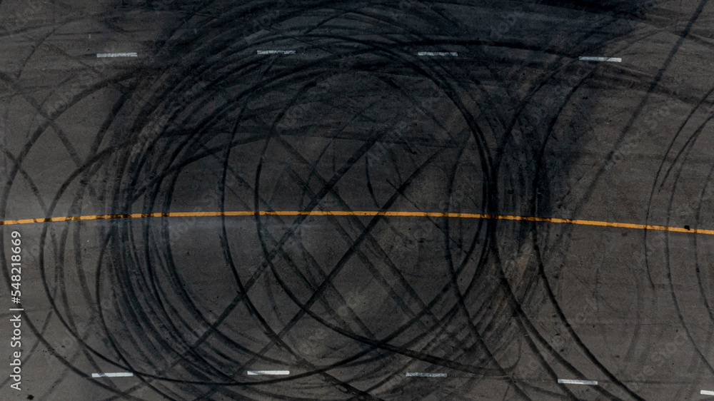 Top view tire tracks texture and background. Asphalt texture with line ...