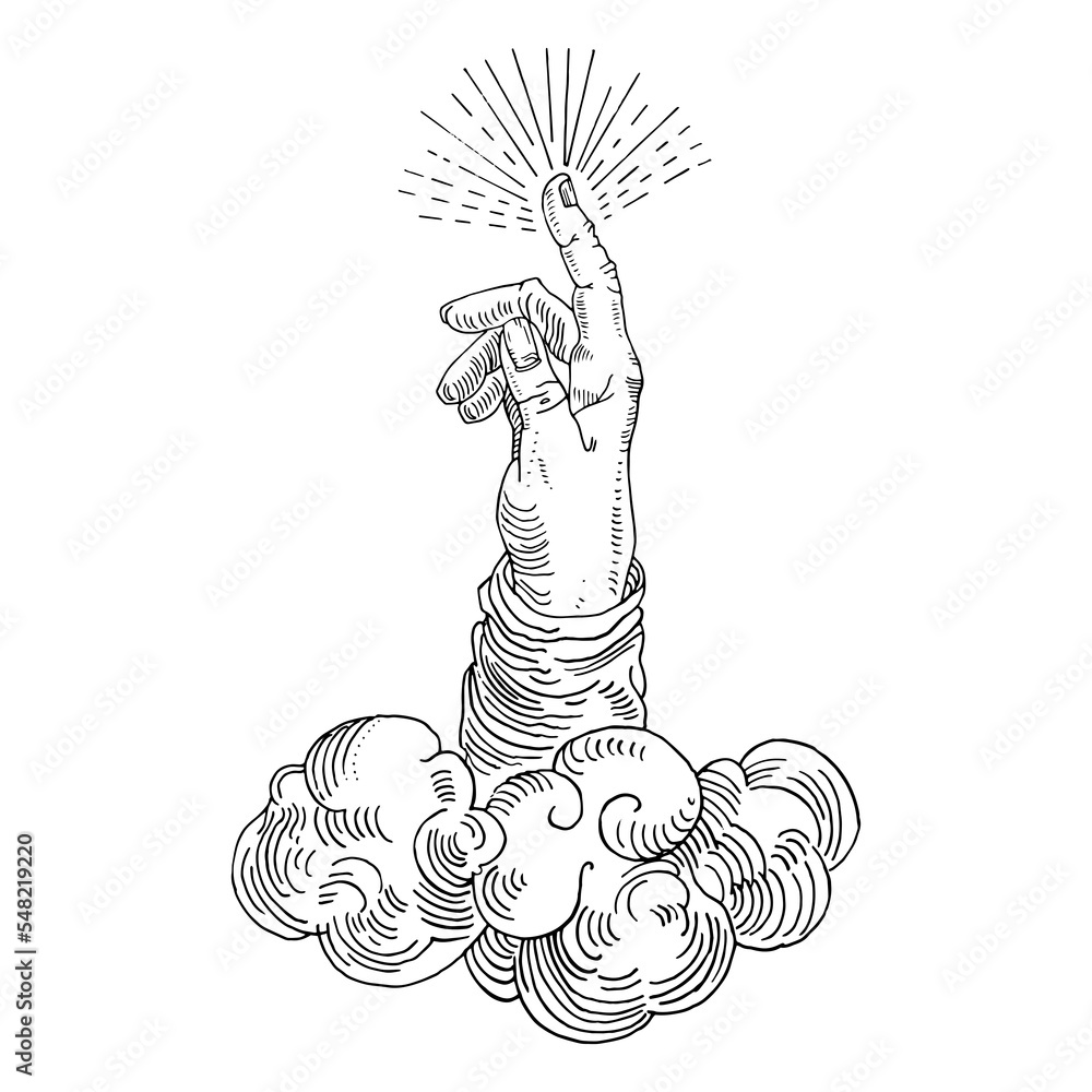 Hand of God, a symbol that indicates the intervention of divine power ...