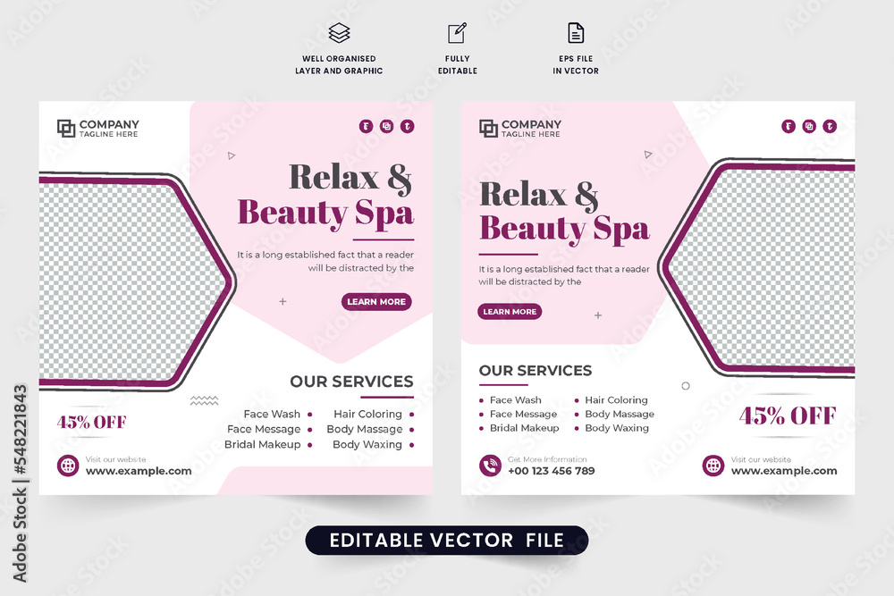 Beauty Spa Treatment Promotional Poster Design With Lavender And Dark