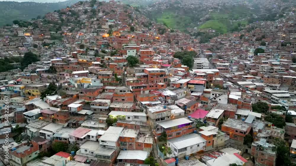 Aerial view of famous favelas of Caracas, Venezuela. Slums in poor ...