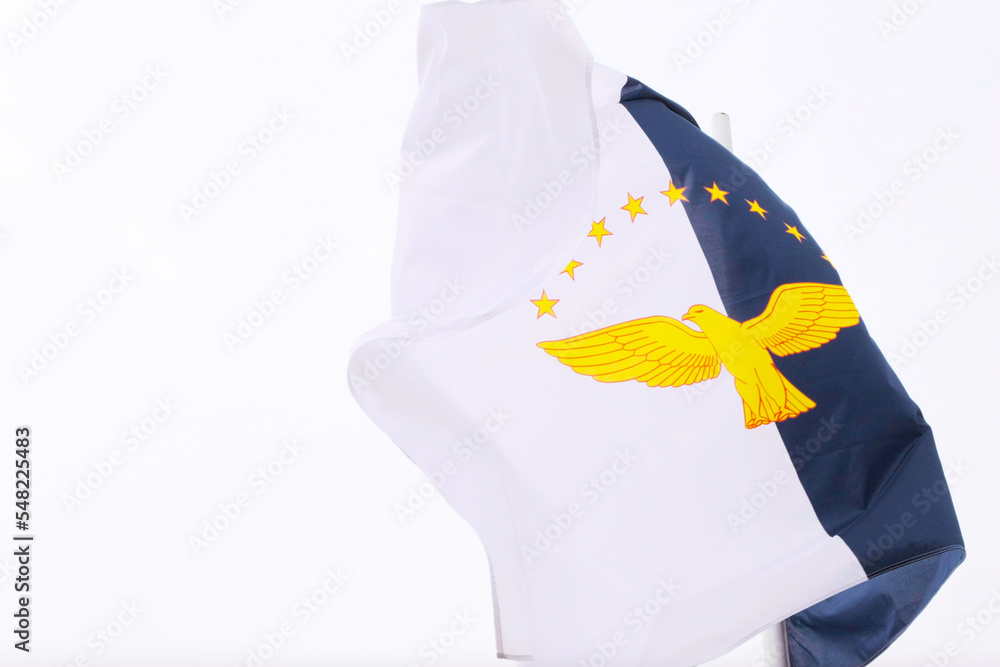 Azores Official Flag bouncing in the air on a windy day, São Miguel ...