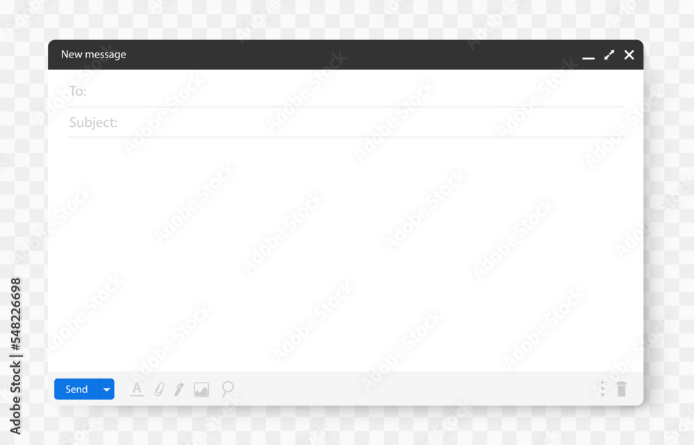 Email interface. Template of browser window illustration Stock Vector ...