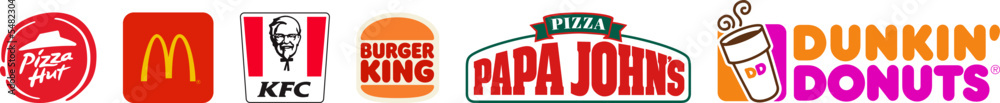 Fast food chain, restaurant: McDonalds, Burger King, Pizza Hut, KFC ...