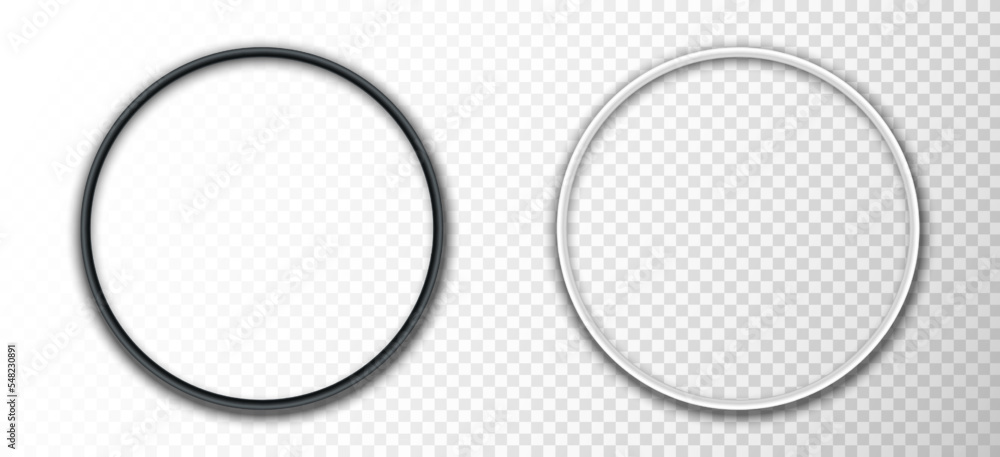 Realistic round frames isolated on transparent background. Metal shiny ...
