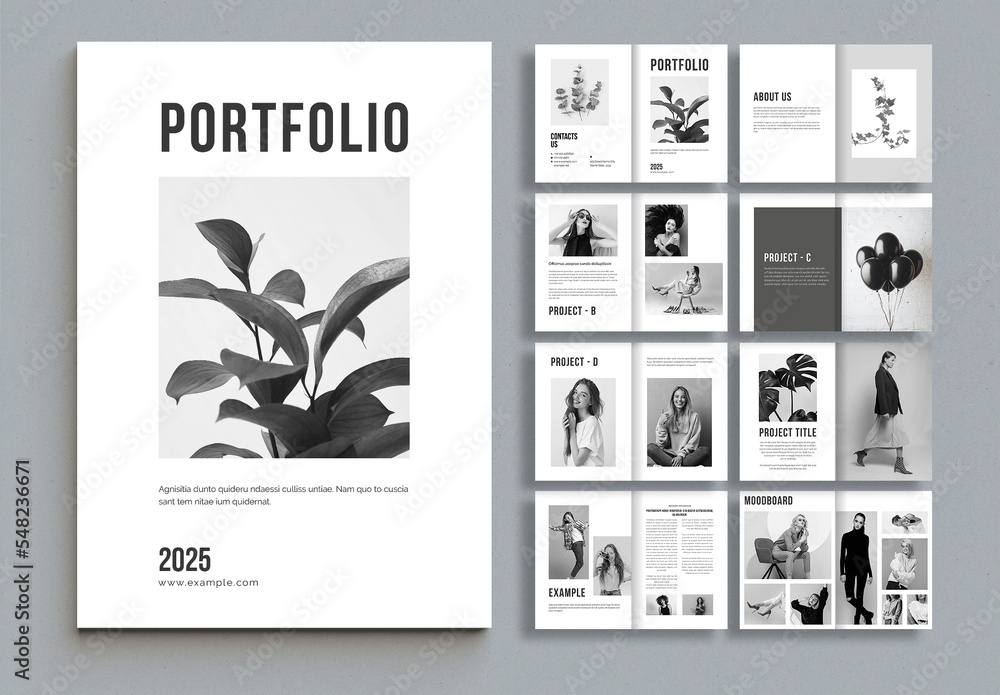 Gray Portfolio Template Stock Template | Adobe Stock