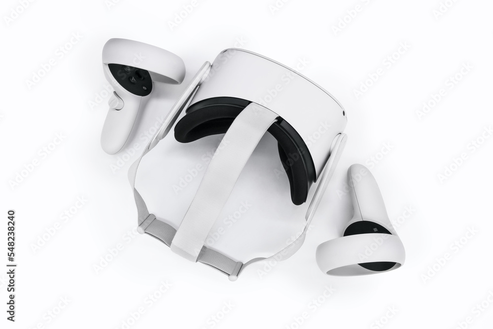 Virtual Reality Device and Controler Isolated on white background from ...