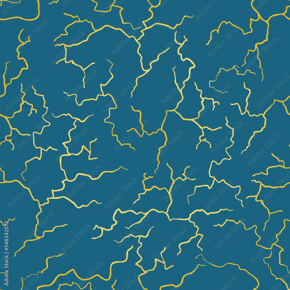 Golden Crackle, a dark blue vector seamless pattern. A dark blue ...