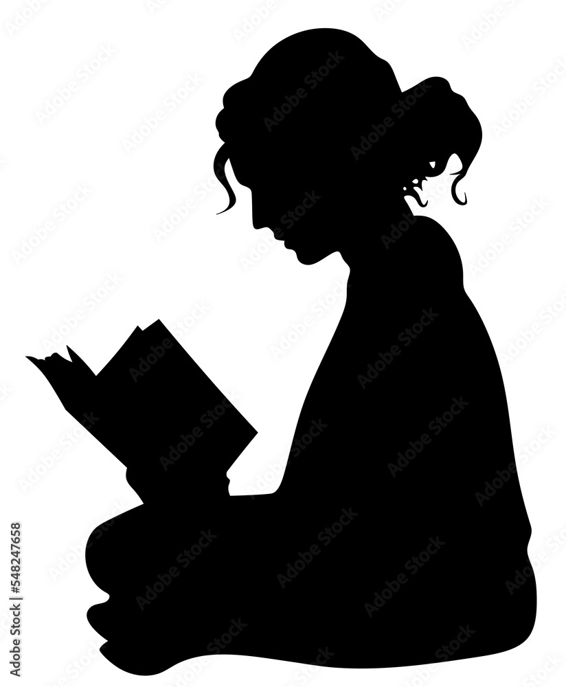 Silhouette Of A Reading Girl Clipart Illustration Of A Girl With A