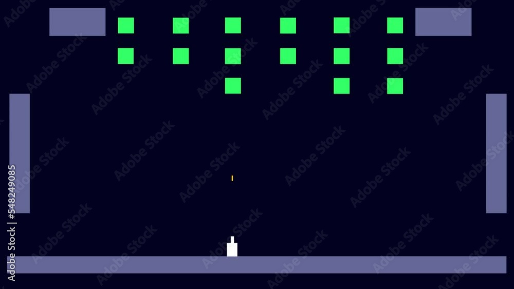 Animation of an 8-bit style spaceship shooting at alien enemies, old ...