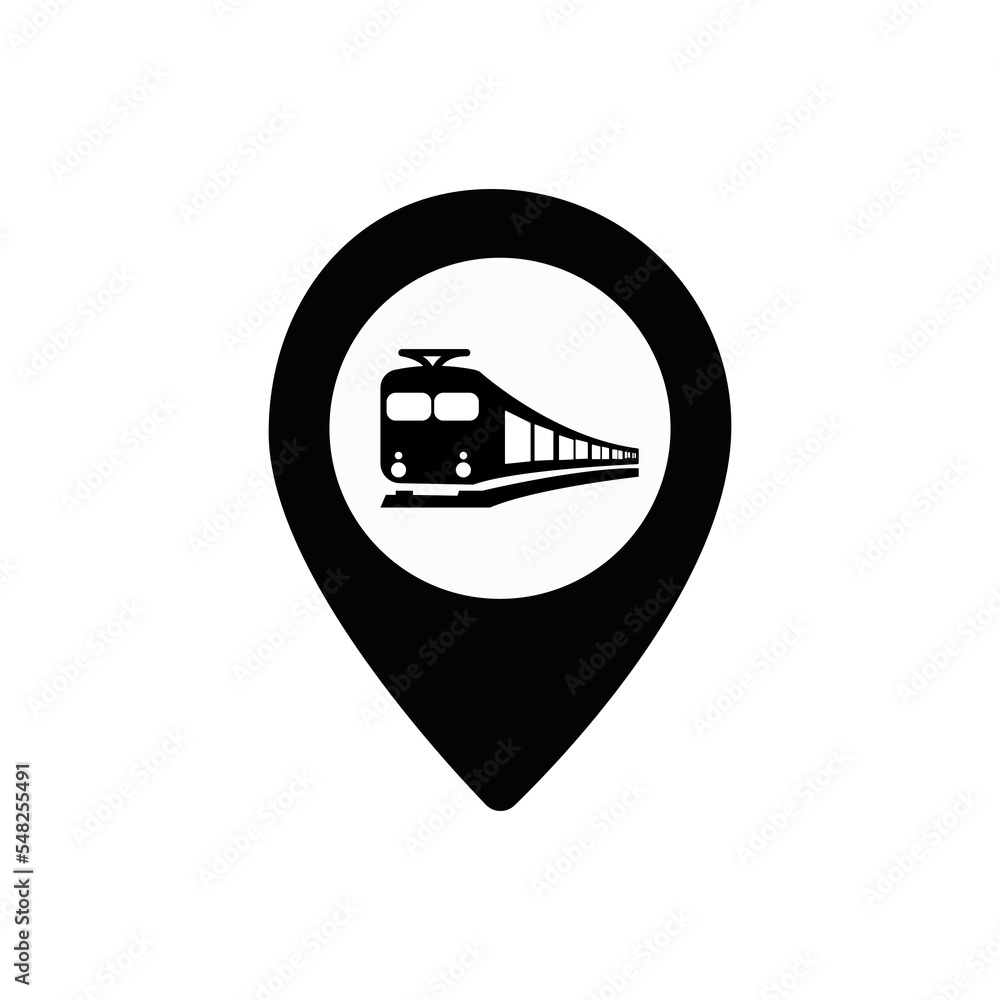 Train station map pin icon. Train station map point symbol Stock Vector ...