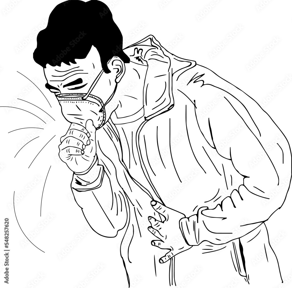 Man wearing a face mask as a result of city air pollution, Man wearing ...