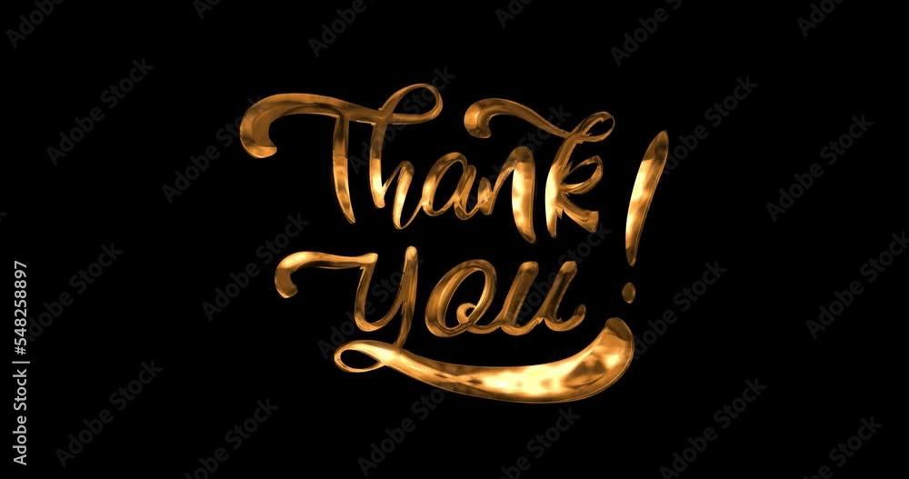 Animated Thank you text animation. Handwriting Animation in golden ...
