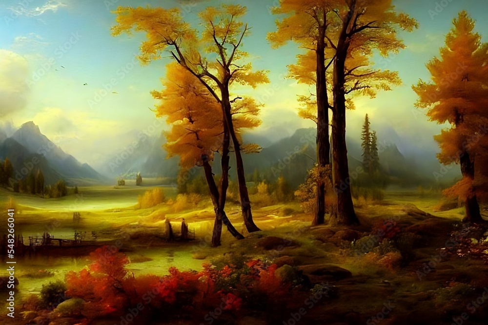 Beautiful 3D Nature and landscape wallpaper with a mountain view and ...