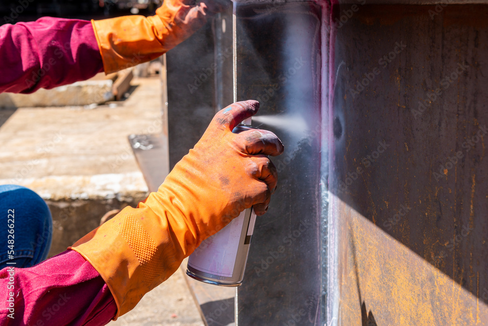 Use Developer Sprays into the welded to pull the liquid penetrant from ...